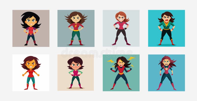 Cartoon Superheroines Stock Illustrations – 10 Cartoon Superheroines ...