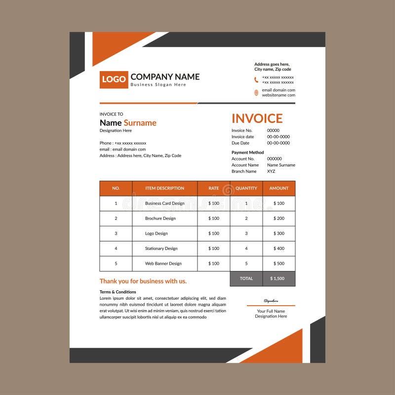 Modern Invoice Design. Abstract Template Display for Promotional ...