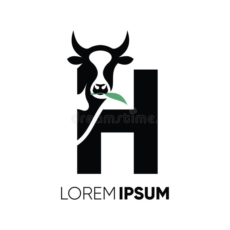 Letter H Initial Creatif Cow Logo Design Vector Icon Graphic Emblem ...