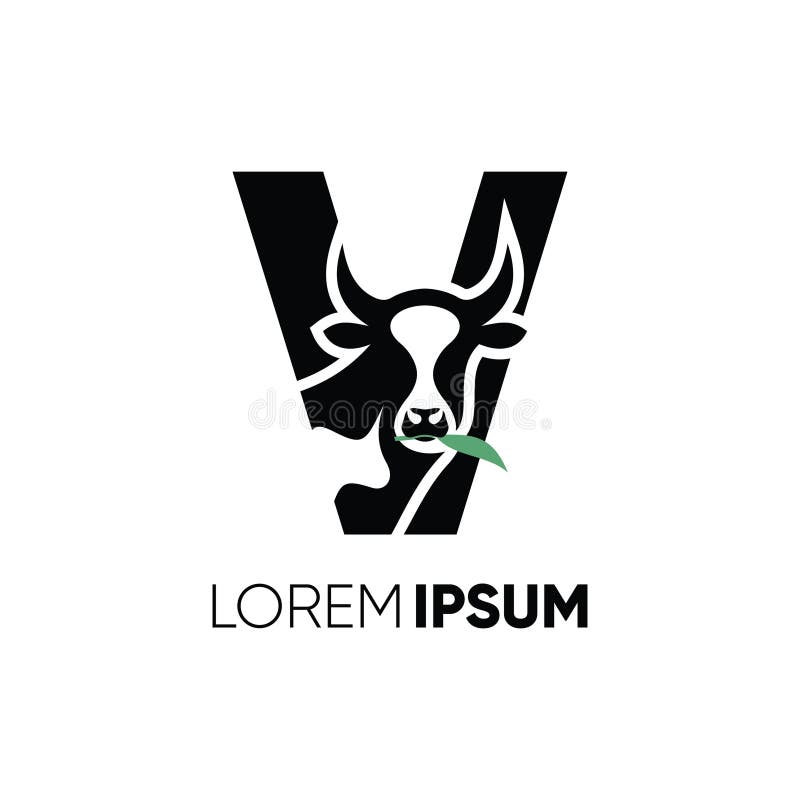 Letter V Initial Creatif Cow Logo Design Vector Icon Graphic Emblem ...