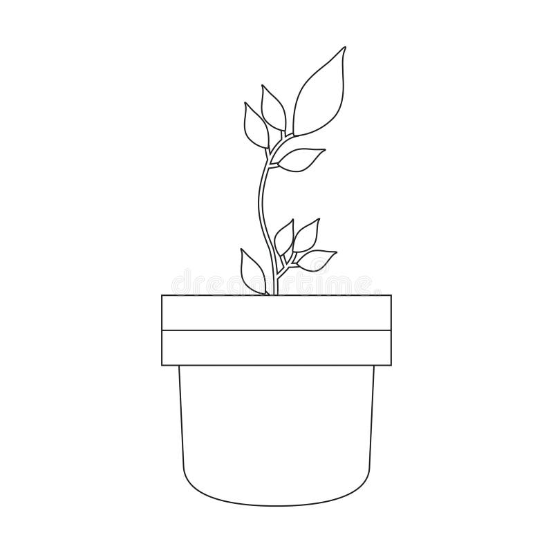 Plant in a Pot, One Line Drawing Vector Illustration Stock Vector ...