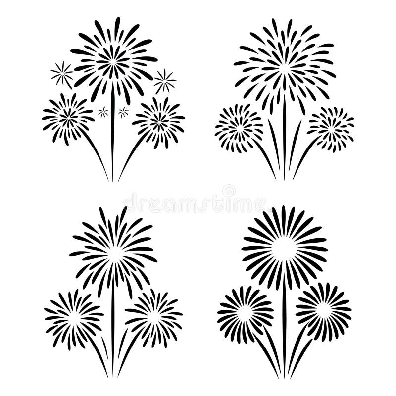 Sparkling Fireworks Icon Set Festive Vector Illustrations Design Stock ...