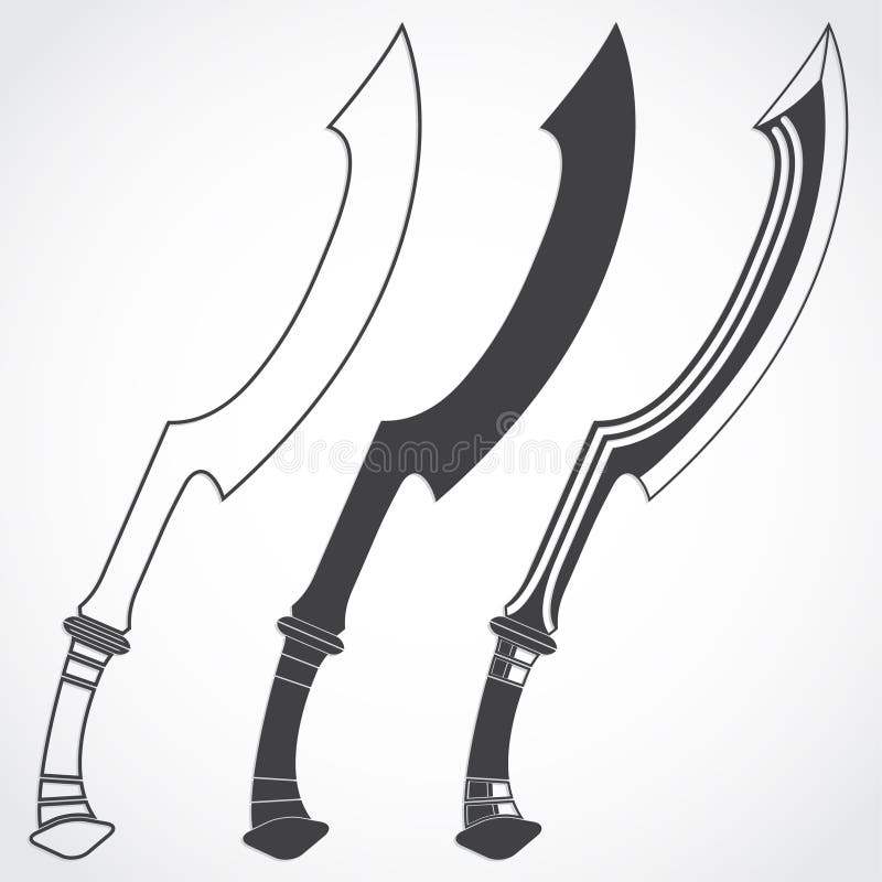 Sword Khopesh Silhouette Set Stock Illustrations – 1 Sword Khopesh ...