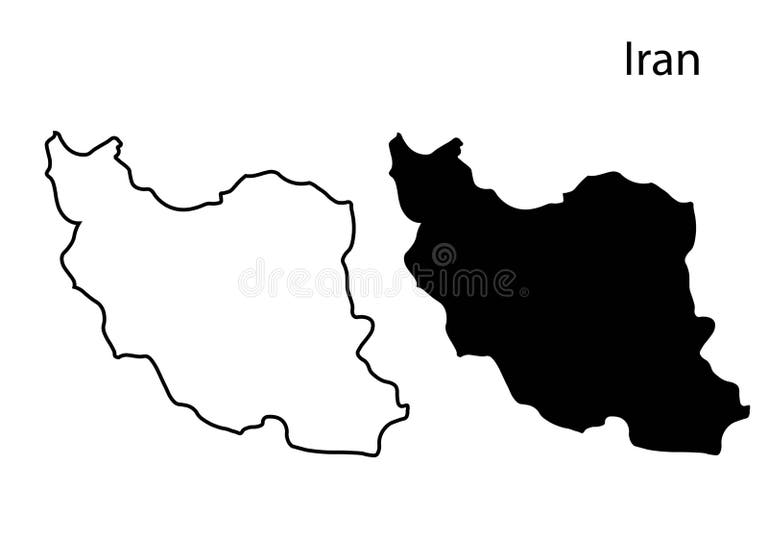 Iran Map Vector Silhouette, Black and White Iran Map Stock Vector ...