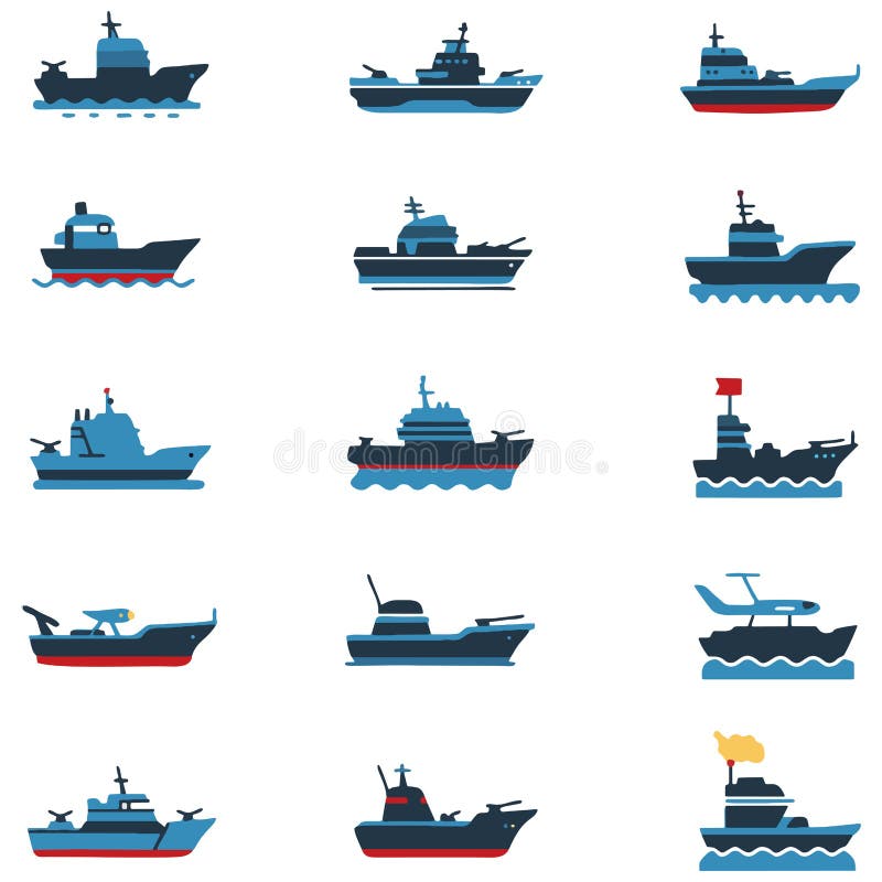 Naval Ships Icon Set Stock Illustrations – 220 Naval Ships Icon Set ...