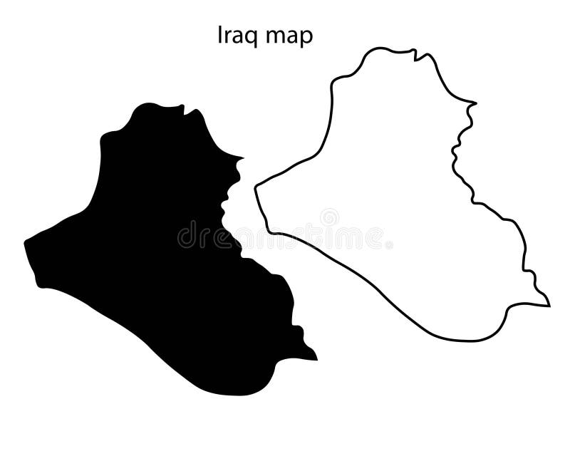 Iraq Map Silhouette Vector, Black Country Outline Stock Illustration ...