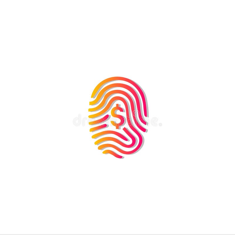 Secure Finance Fingerprint Icon with Dollar – Digital Biometric Money ...