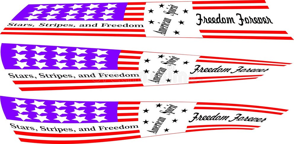 Curved Flag Banners Waving in Unison Patriotic Vector Pattern for USA ...