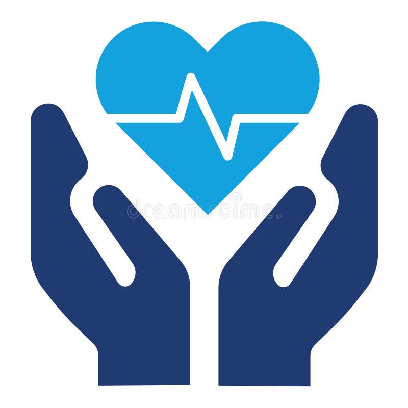 Healthcare Icon. Two Stylized Hands in Dark Blue Uplift a Light Blue ...