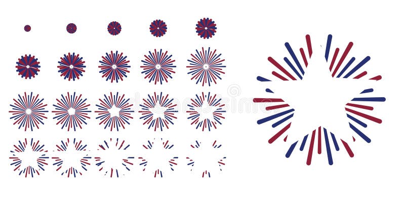 Fireworks Blue and Red Star Shaped Minimal Design Animation Motion ...