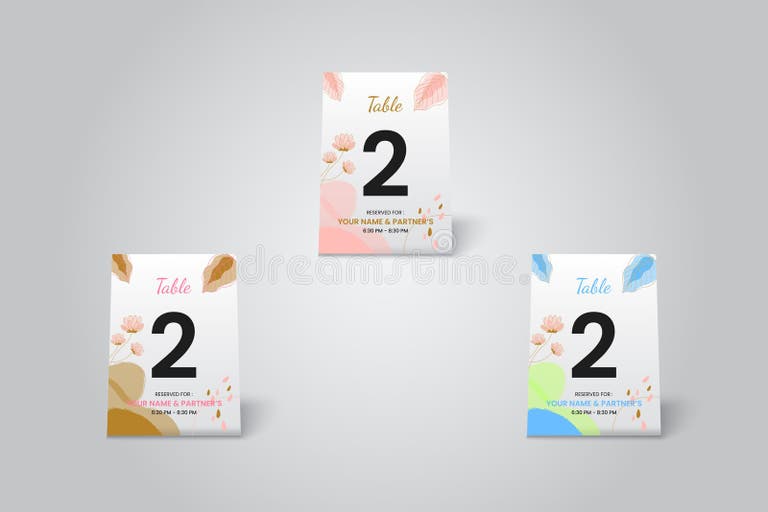 Floral Table Number 2 Card Mockup, Elegant Design for Wedding or Event ...