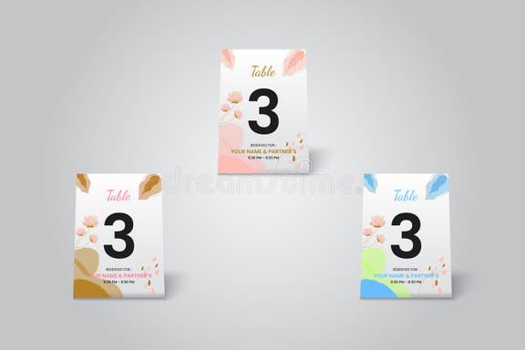 Floral Table Number 3 Card Mockup – Elegant Printable Design for ...