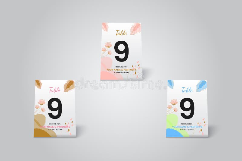 Floral Table Number 9 Card Mockup, Elegant Printable Design for Wedding ...