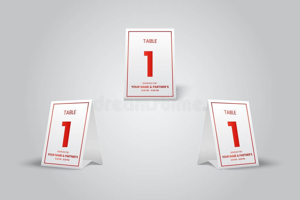 Table 1 Reservation Tent Card Mockup – Modern Red Table Number Display ...