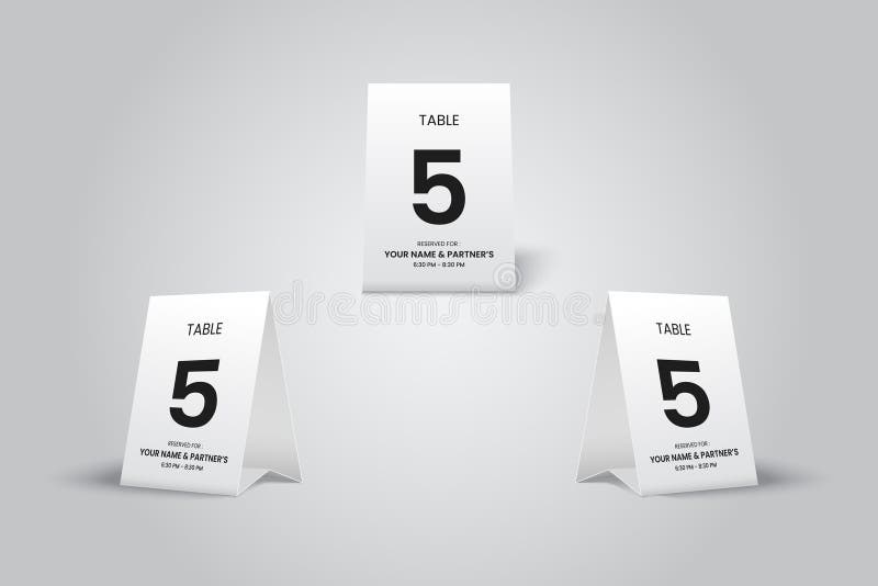 Tent Table Number 5 Card Mockup Stock Vector - Illustration of wedding ...