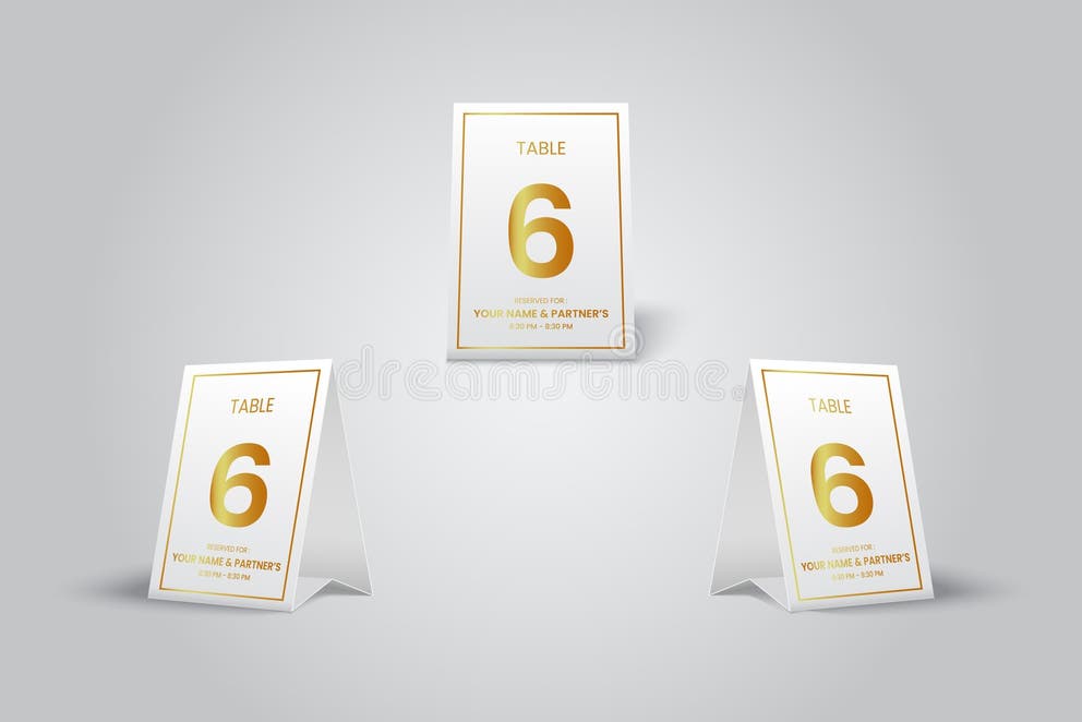 Elegant Gold Table Number 6 Card Mockup for Event or Dining Stock ...