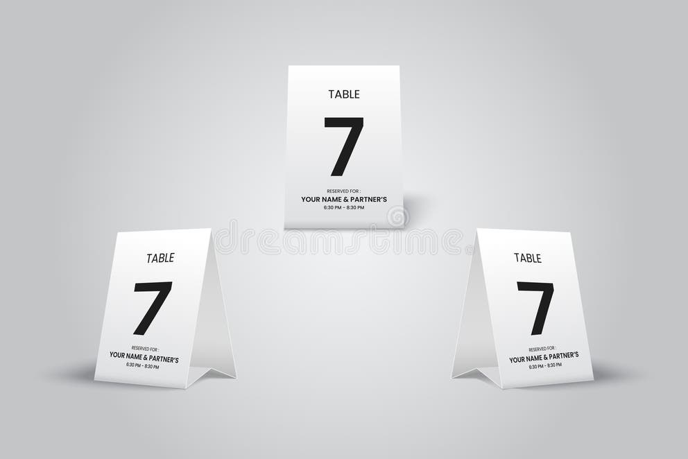 Tent Table Number 7 Card Mockup – White Folded Card for Elegant Event ...