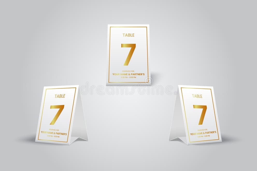 Elegant Gold Table Number 7 Card Mockup for Wedding or Event Stock ...