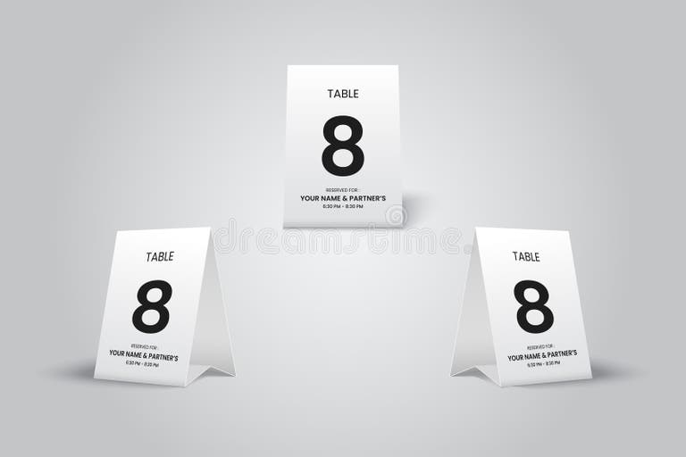 Tent Table Number 8 Card Mockup, Minimalist Folded Card for Elegant ...