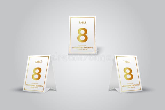 Elegant Gold Table Number 8 Card Mockup for Wedding or Event Stock ...