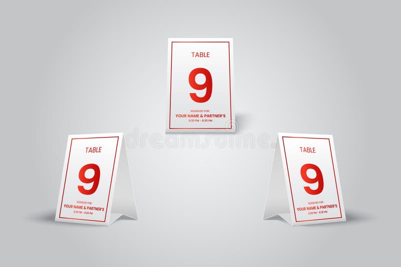 Modern Restaurant Table Number 9 Reservation Card Mockup, Elegant Red ...