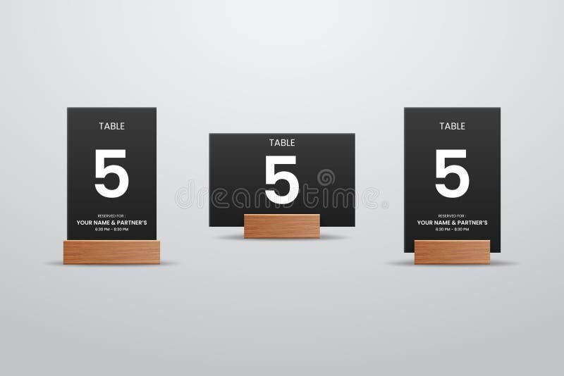 Black Table Number 5 Card Mockup with Wooden Stand – Vertical and ...