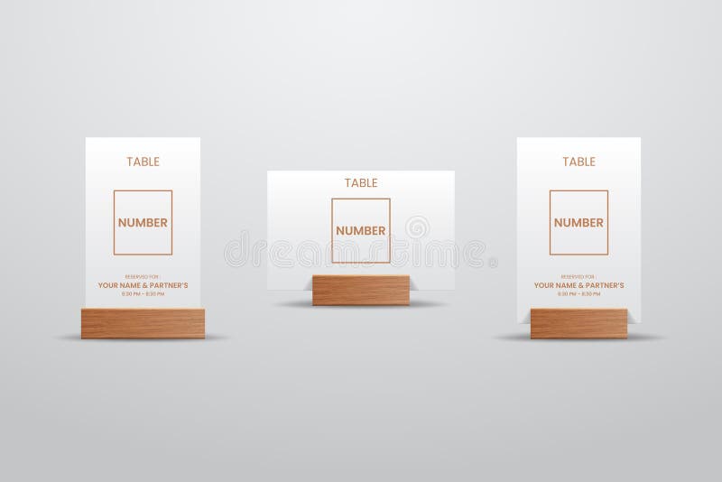 Minimalist Table Number Card Mockup with Wooden Holder – Front and Side ...
