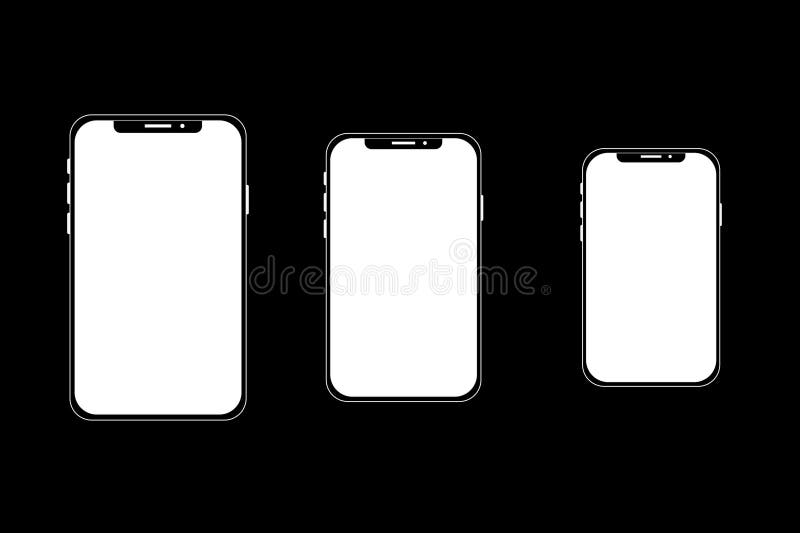 Smartphone Mockup Pack Flat, Line and Realistic Styles with Blank ...