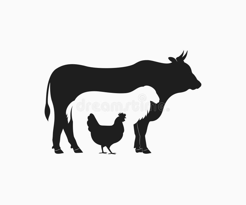 Cow Pig Chicken Stencil Icon Vector. Farm Animals Stencil. Stacked Cow ...