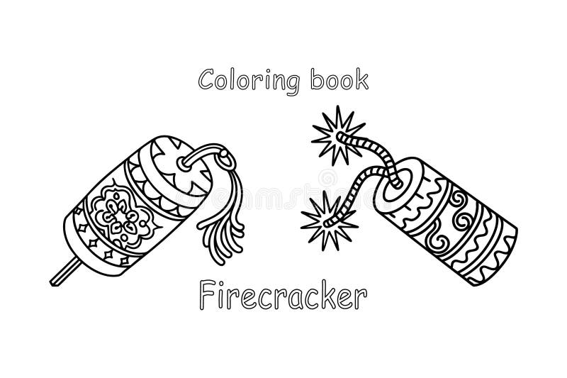 Two Outlined Firework Illustrations Designed for Coloring. One ...