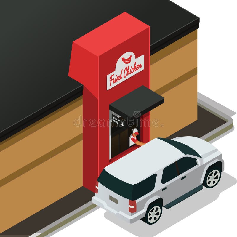 Fast Food Drive Thru Close Up Stock Vector - Illustration of foods ...