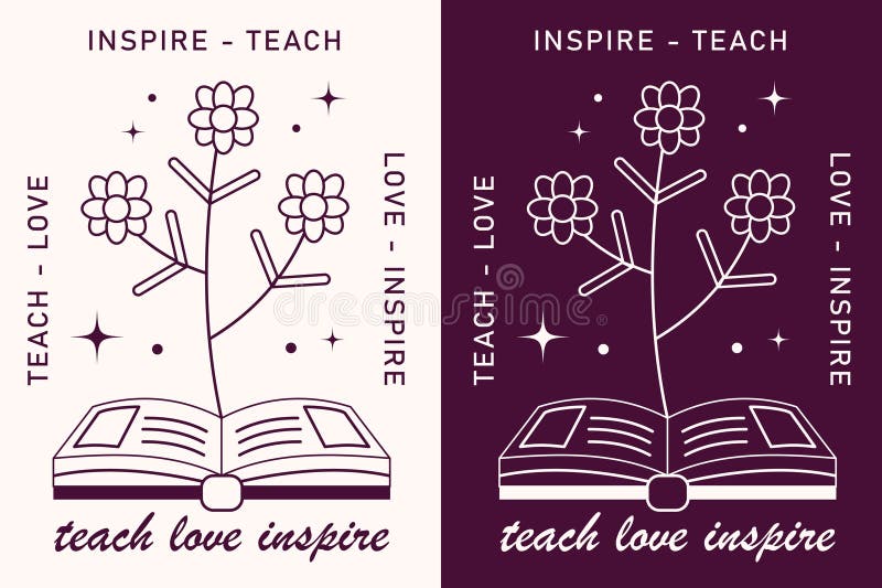 Teach Love Inspire Teacher Core Values . Retro Floral Flowers Book ...