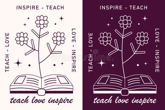 Teach Love Inspire Teacher Core Values . Retro Floral Flowers Book ...