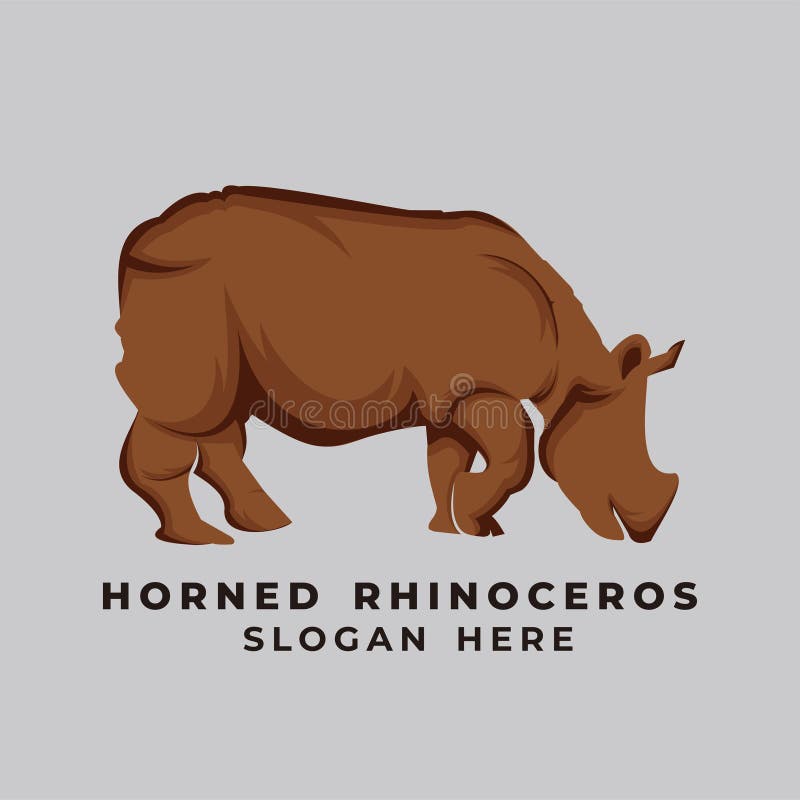 Horned Rhinoceros Shape Brown Colored Vector Stock Illustrations – 4 ...