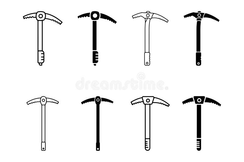 Collection of Ice Axes Silhouette Icons. Stock Illustration - Illustration of outlines, icons ...