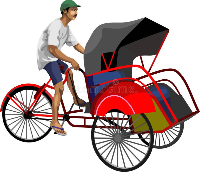 Indonesian Pedicab Driver Occupation Stock Vector - Illustration of clipart, person: 388507400