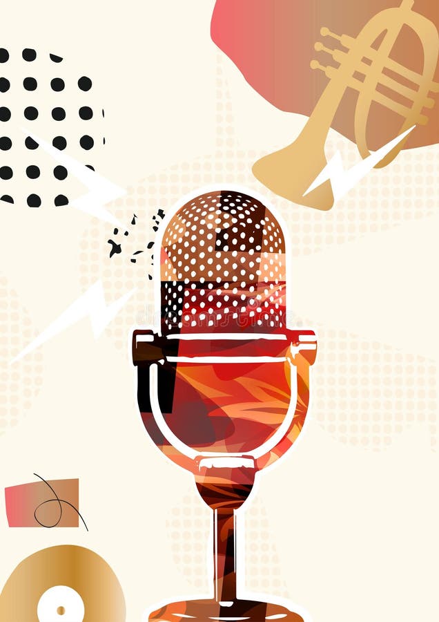 Modern Jazz Music Poster with Abstract and Minimalistic Musical Instruments Assembled from ...