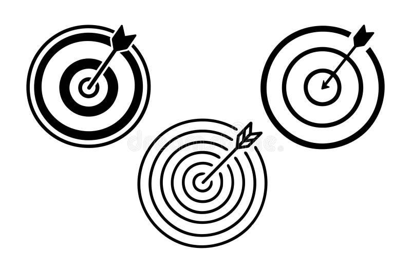 Three Target Arrows Silhouette Set Stock Illustration - Illustration of ...