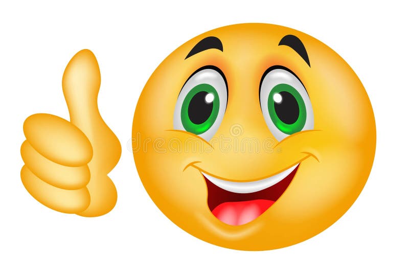 Happy Smiley Emoticon Face with Thumb Up. Stock Illustration ...