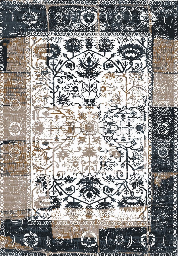 Geometrical Carpet Modern Pattern with Textures Washed and Grunge ...