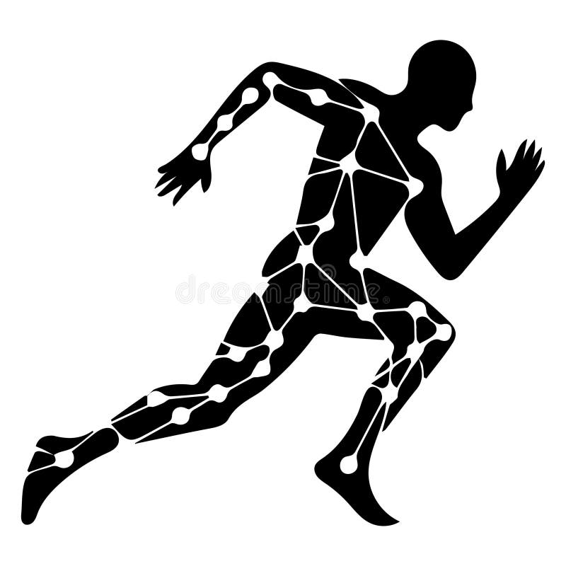 Silhouette of a Running Person with Stylized Geometric Segments. Stock ...