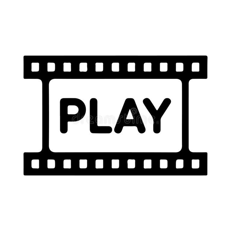 Play Button in Film Strip Icon Vector Design Media Concept Illustration ...
