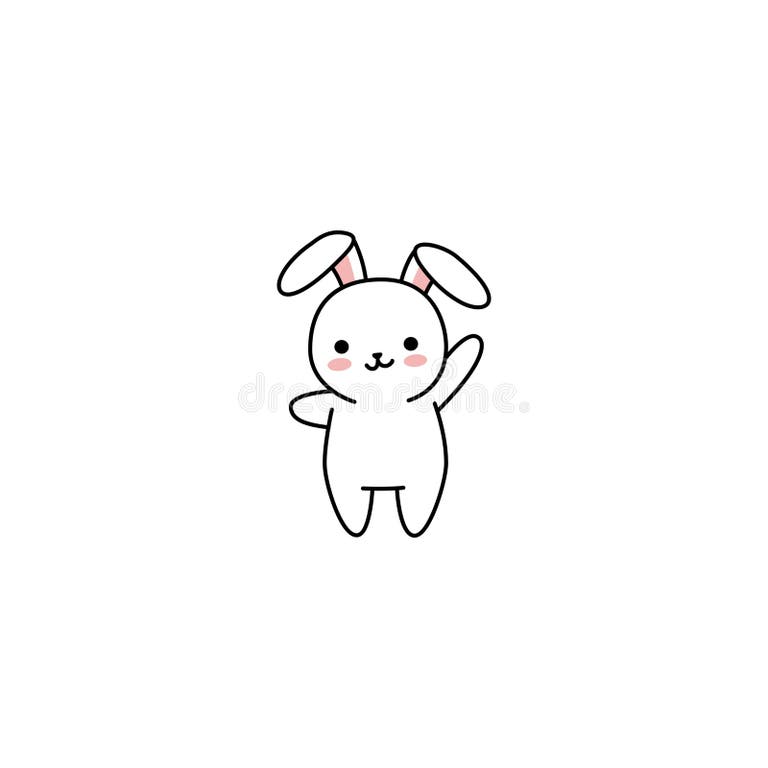 Waving Rabbit Character stock illustration. Illustration of happy ...