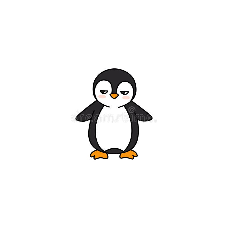 Pouting Penguin Character stock vector. Illustration of drawing - 390330767