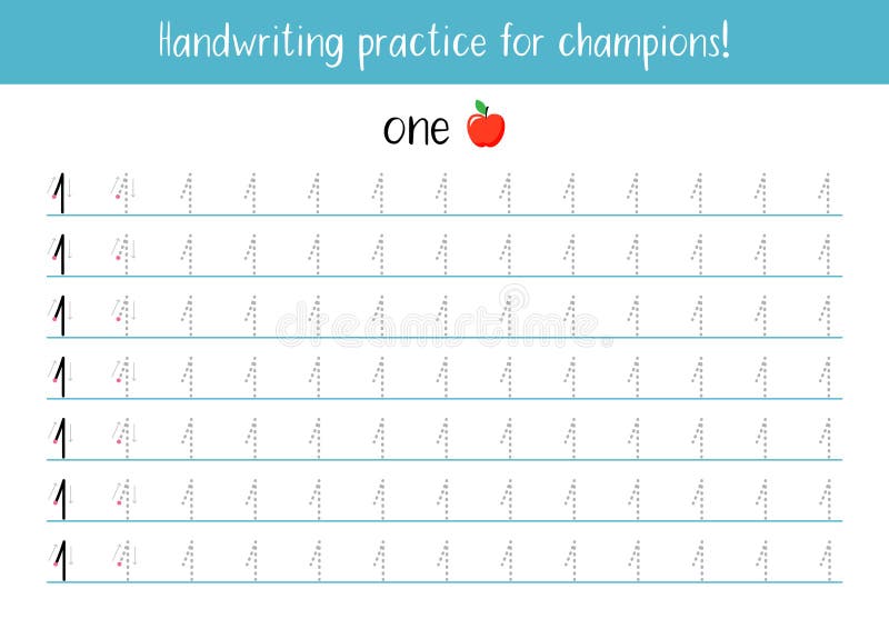 Dashed Line Handwriting Practice Preschool Worksheet with the Number 1 ...