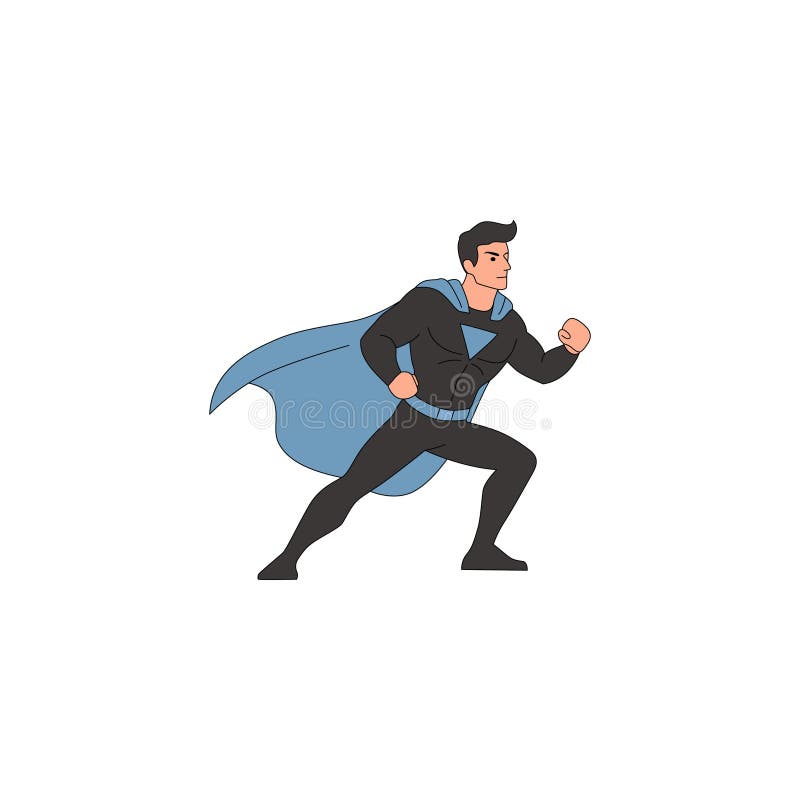 Superhero Running Charging stock illustration. Illustration of muscle ...