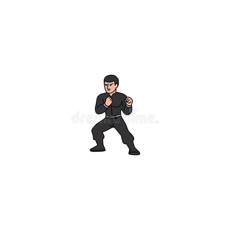 Martial Arts Defensive Pose Stock Illustration - Illustration of ...
