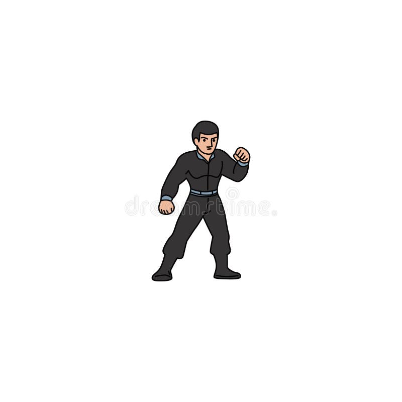 Martial Arts Dynamic Attack Stance Stock Illustration - Illustration of ...