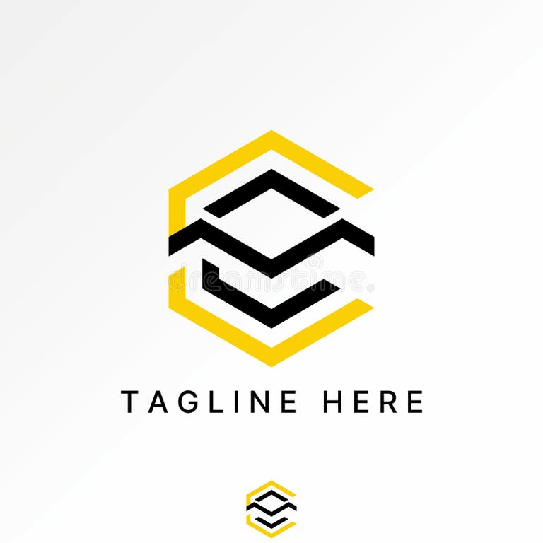 Initial CM or CCM Font Line Hexagon Motif Pattern Aesthetic Decorative ...