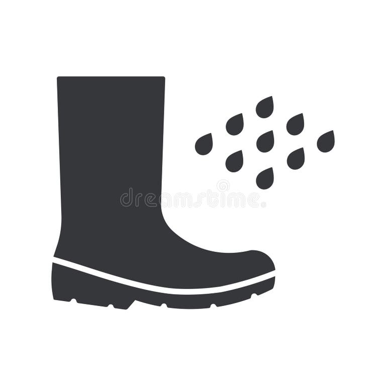 Isolated Pictogram of Waterproof Boots with Raindrops, Symbolizing Foot ...